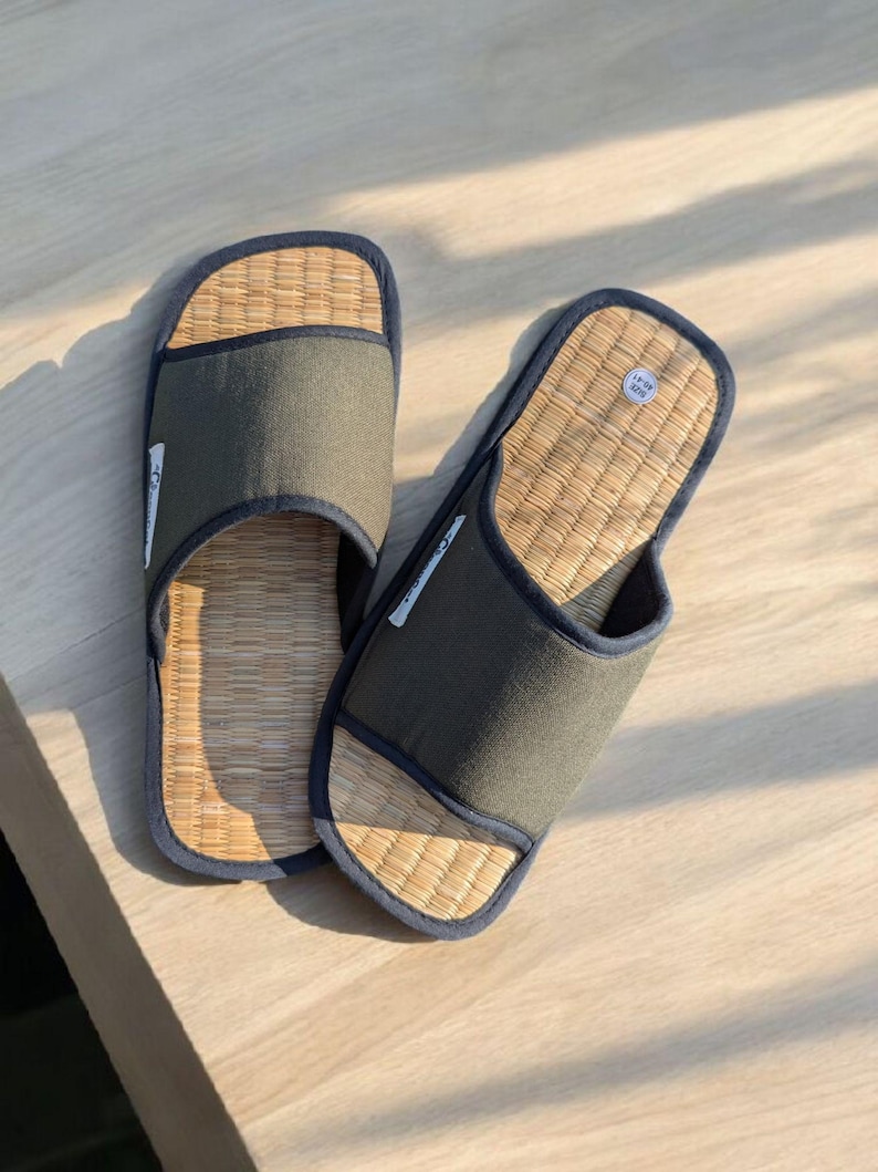 Linen Seagrass Slippers With Cinnamon Aroma, Men Slippers - Handmade ...