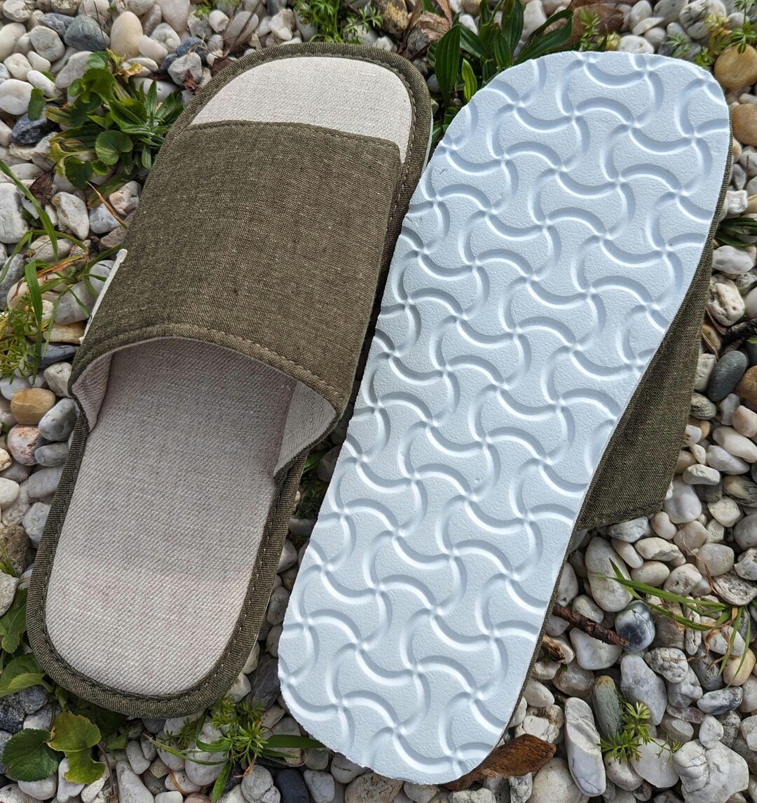 Up to 40% Discount Handmade Linen Slippers in Cinnamon, House Slippers ...