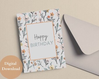 Digital Birthday Card Flowers Bouquet - Etsy