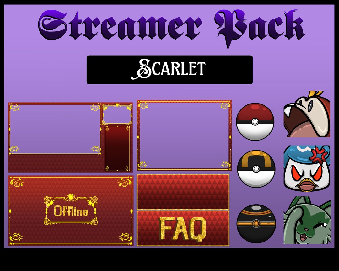 Pokemon Scarlet Twitch Streamer Pack - Etsy