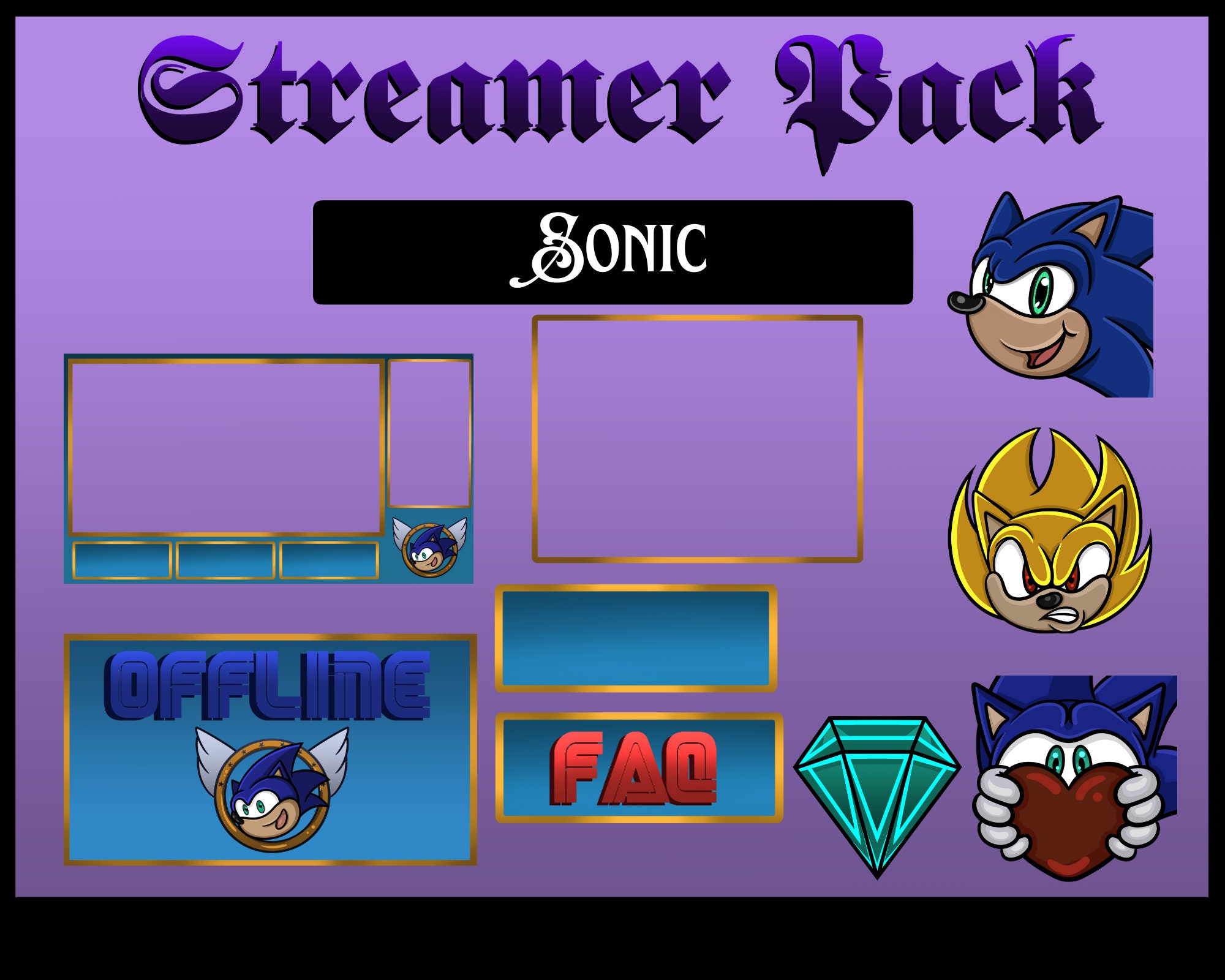 Sonic Twitch Streamer Pack - Etsy