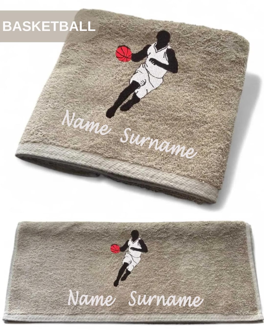 Personalized Basketball Hand Towel, Custom Embroidered Name, Sports Fan ...