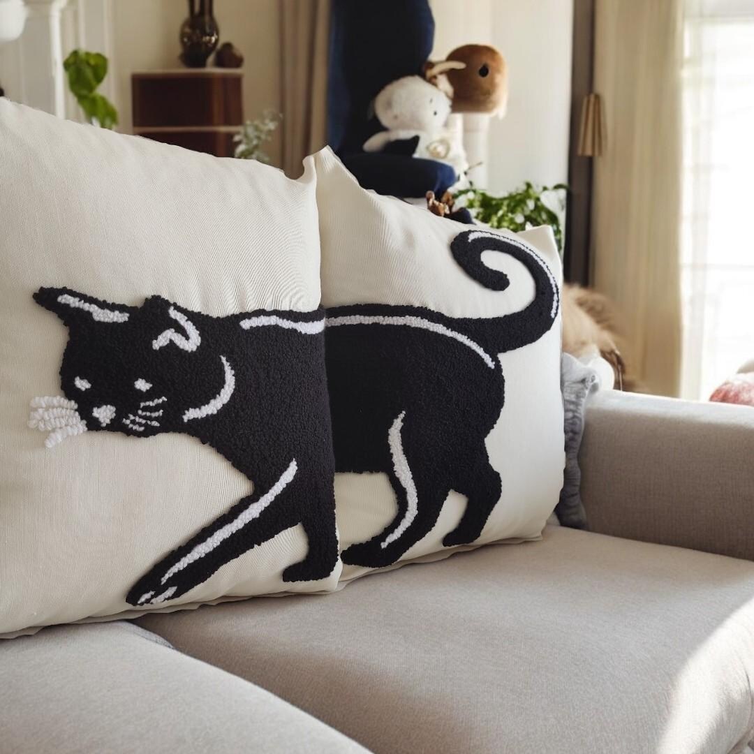 Embroidered Cat Pillow, Linen Throw Cushion, Unique Pet Keepsake - Etsy