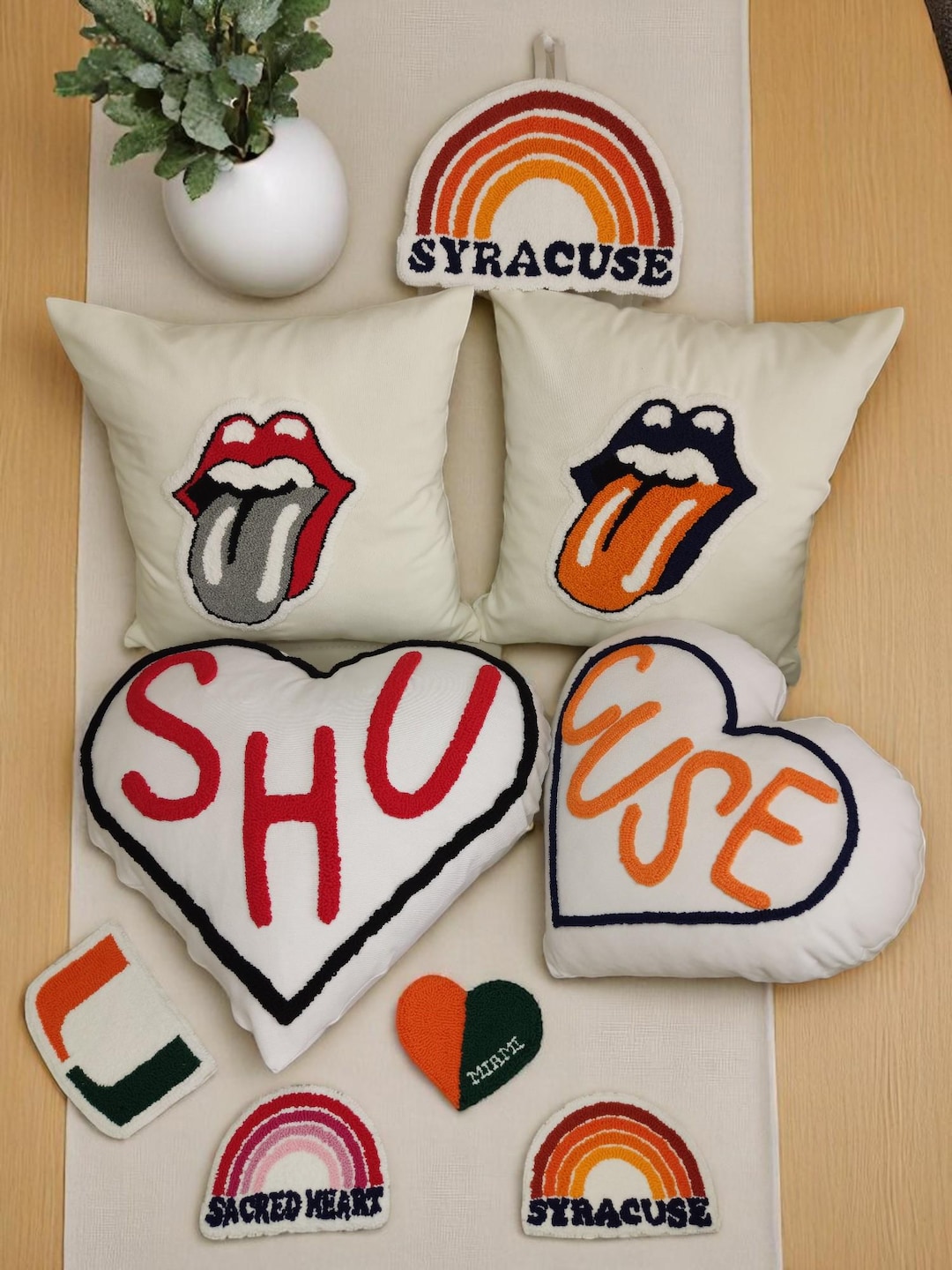 Personalized Punch Needle College Pillow – Custom University Dorm Decor ...