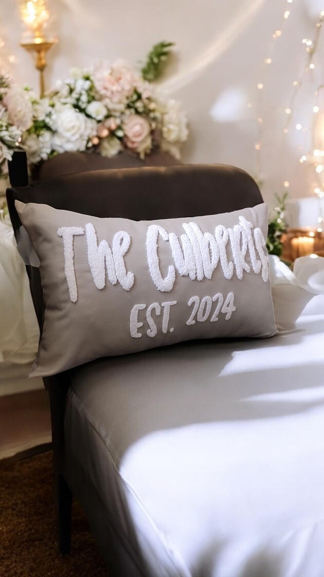 Personalized Family Name Wedding Gift Pillow Cover, Custom Couple Punch ...
