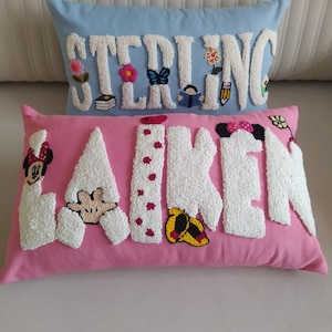 Custom Name Punch Needle Pillow, Personalized Baby Room Decor, Name ...