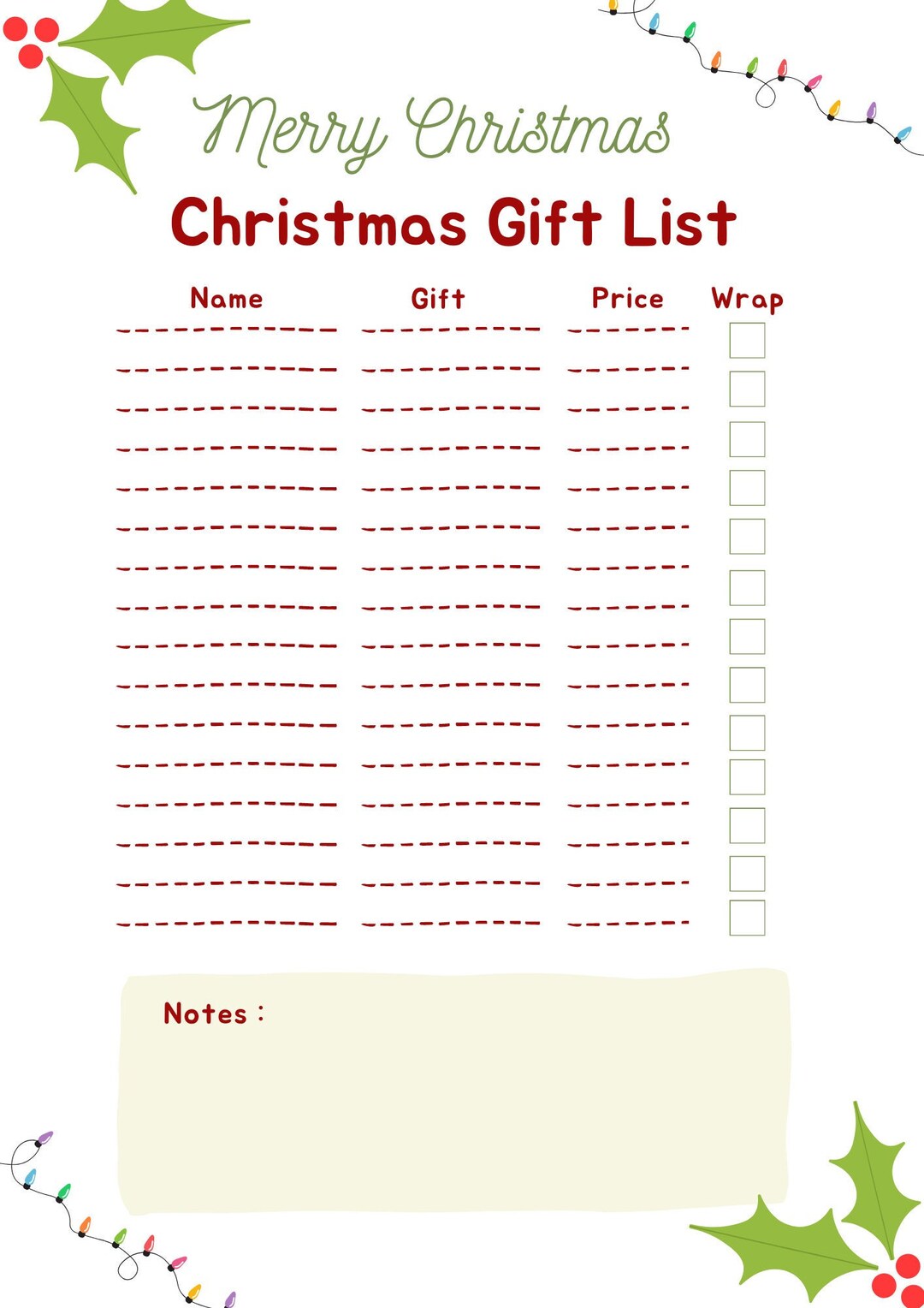 Christmas Gift Planner Printable | Holiday Gift List Planner Editable ...