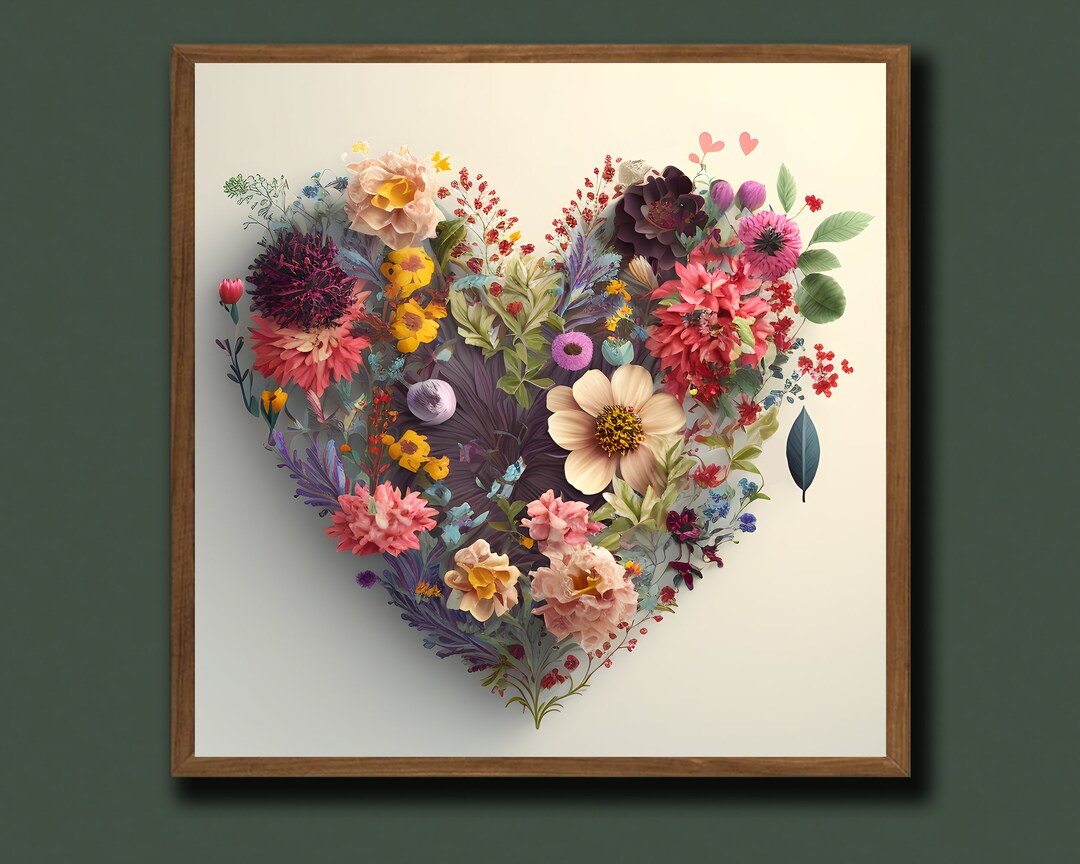 Heartful of Flowers. Show Your Everlasting Love Forever. Printable Ai ...