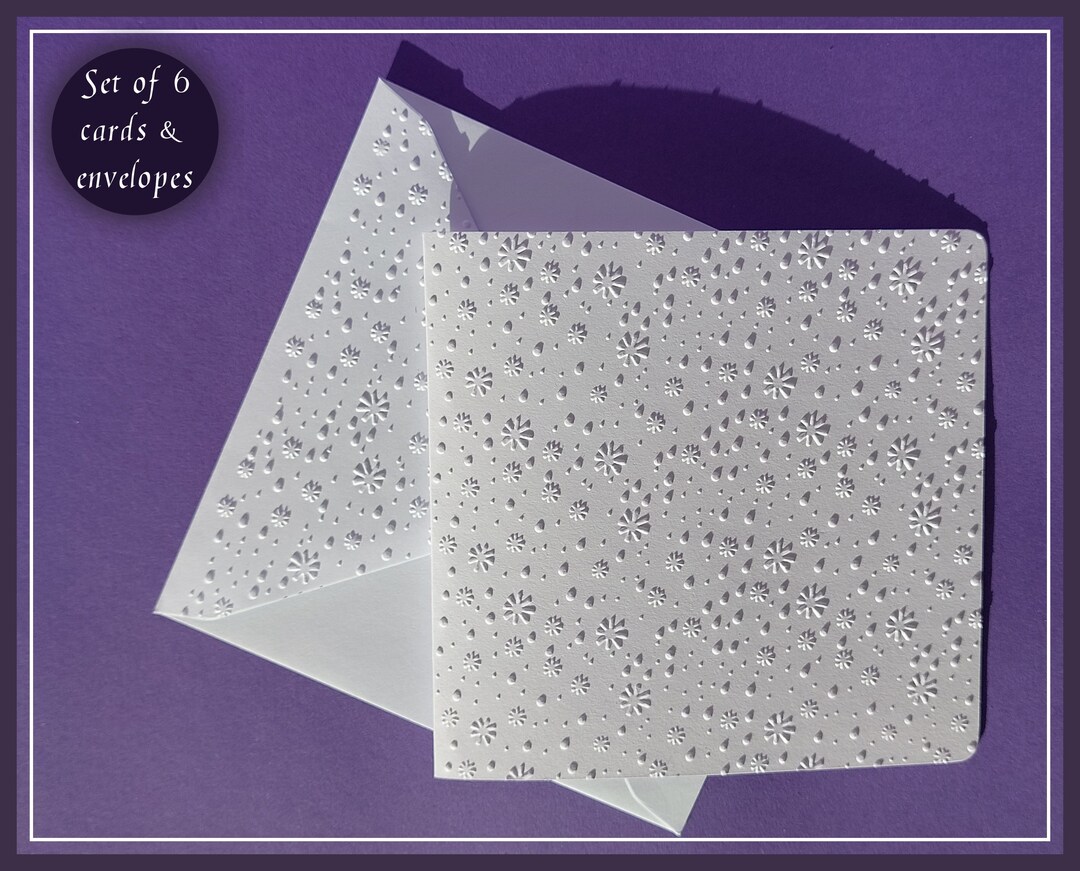 6 Handmade Embossed Snowflake Cards and Envelopes. Square. No - Etsy UK