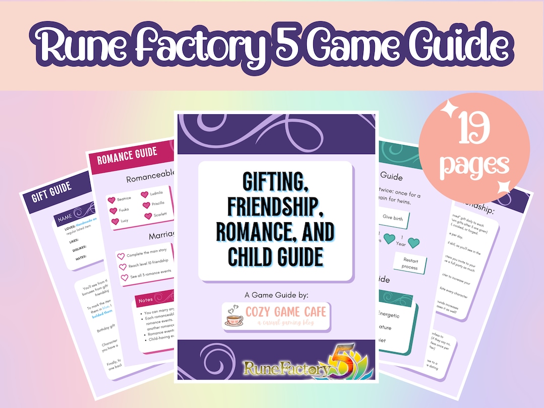 Rune Factory 5 Game Guide Cozy Gaming Planner Rune Factory Gift Guide Rune Factory 5 Planner ...