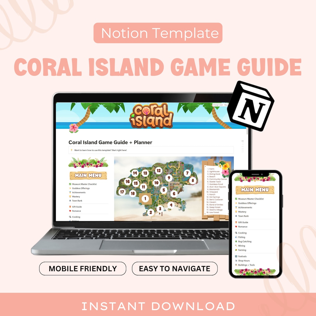 Coral Island Guide, Coral Island Planner, Coral Island Checklist, Cozy ...