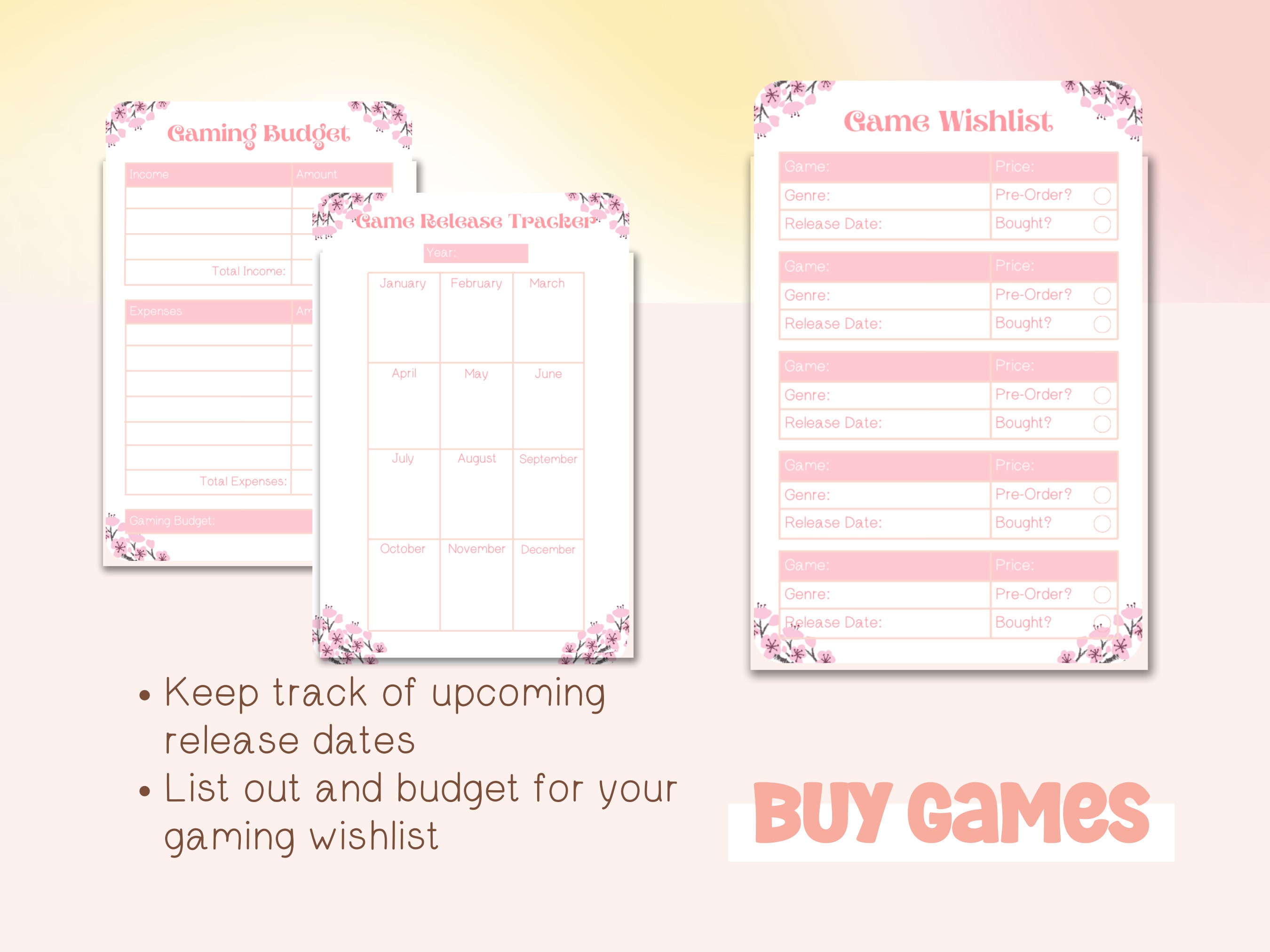 Gaming Planner Cozy Gamer Printable Planner Kawaii Gaming - Etsy