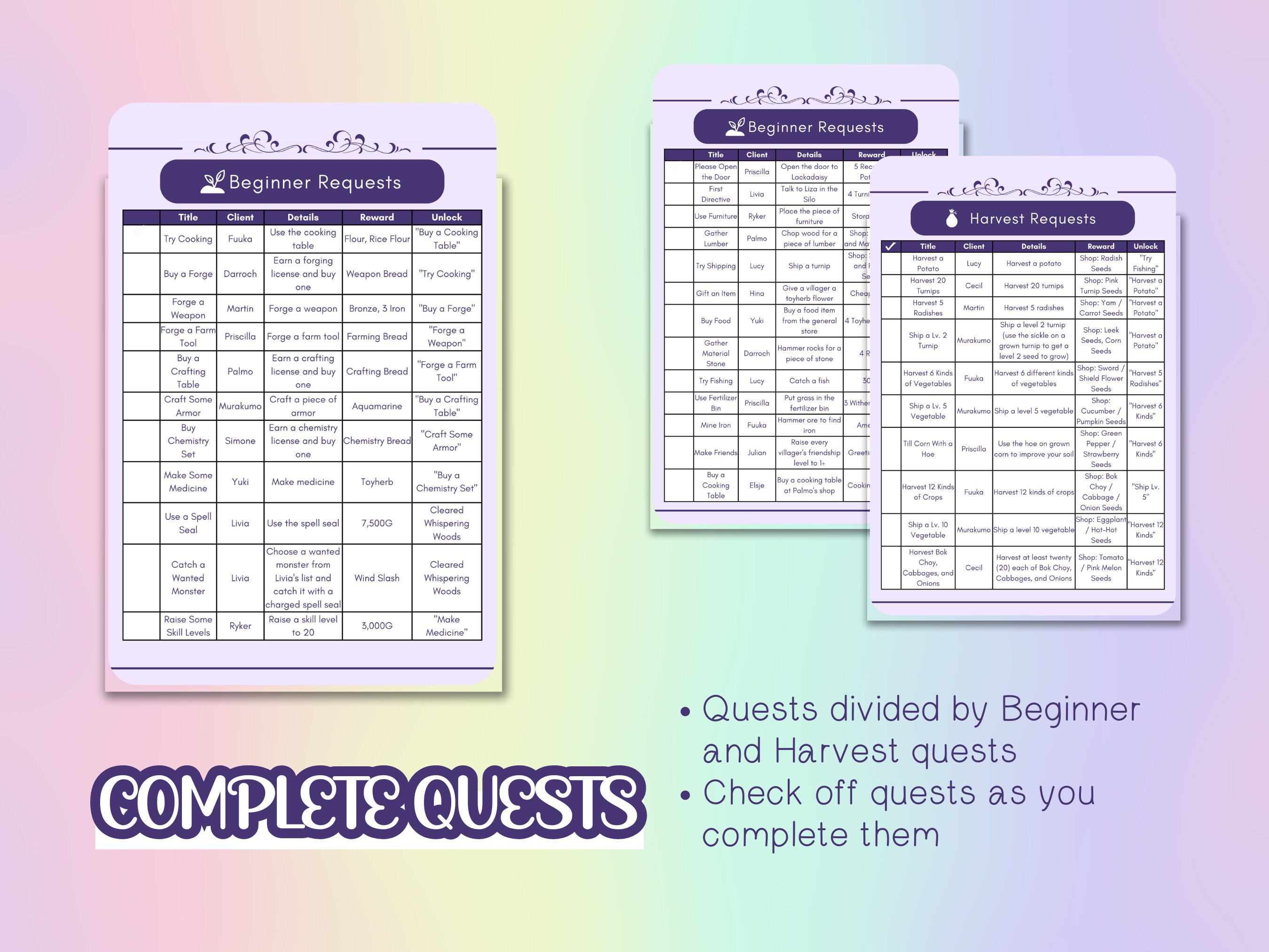 Rune Factory 5 Requests Guide | RF5 Wanted Monsters | RF5 Planner ...