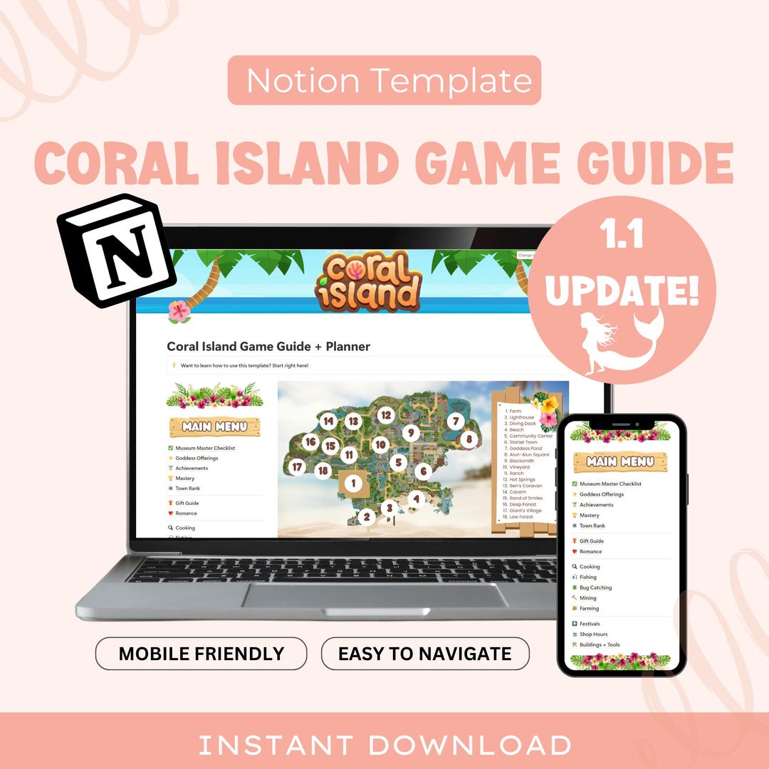 Coral Island Guide, Coral Island Planner, Coral Island Checklist, Cozy ...