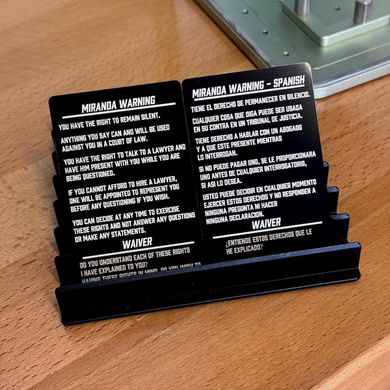 Metal Miranda Rights Cards - Etsy