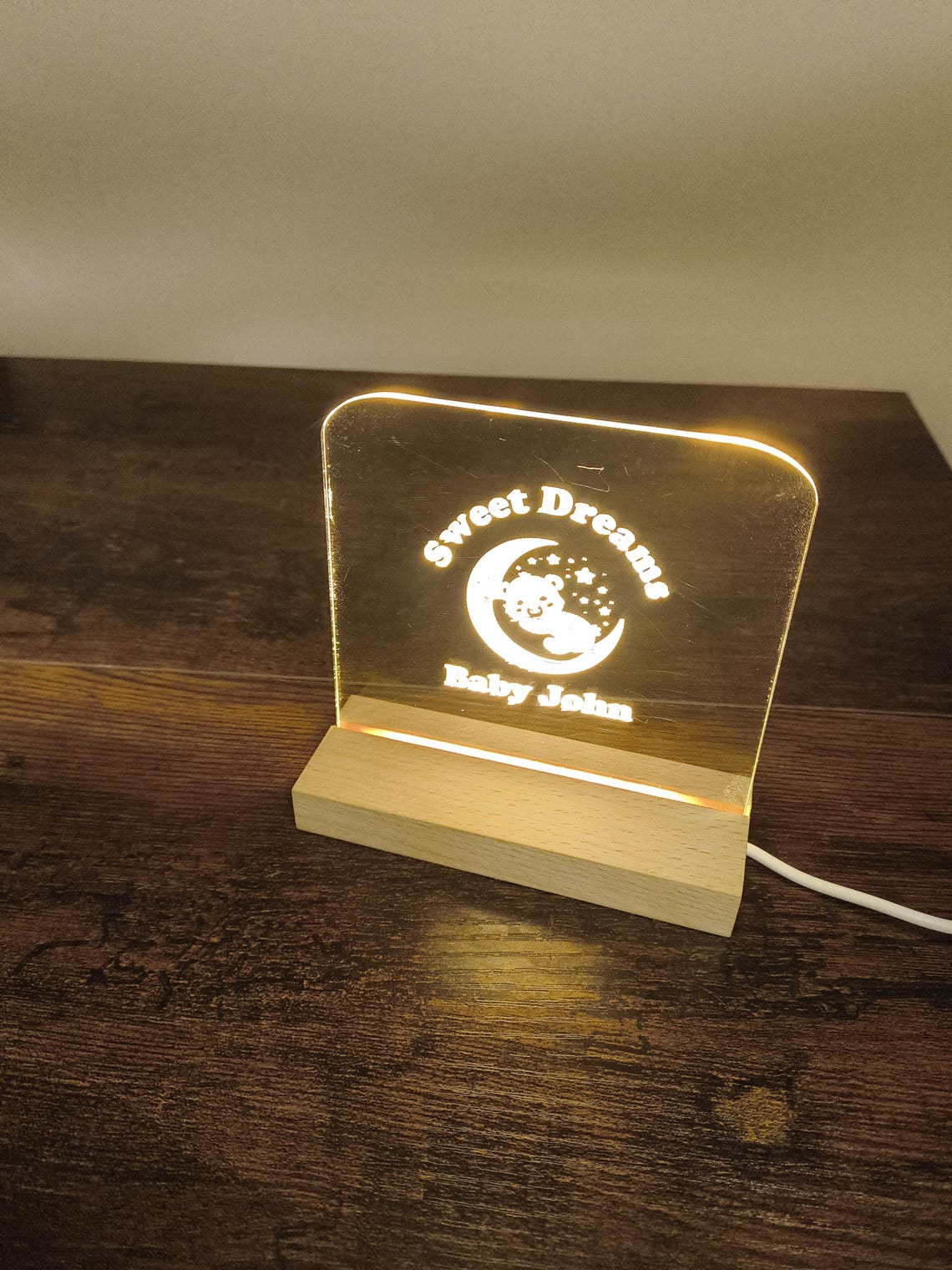 Baby Night Light/ Sleeping Bear/ Present/personalised - Etsy