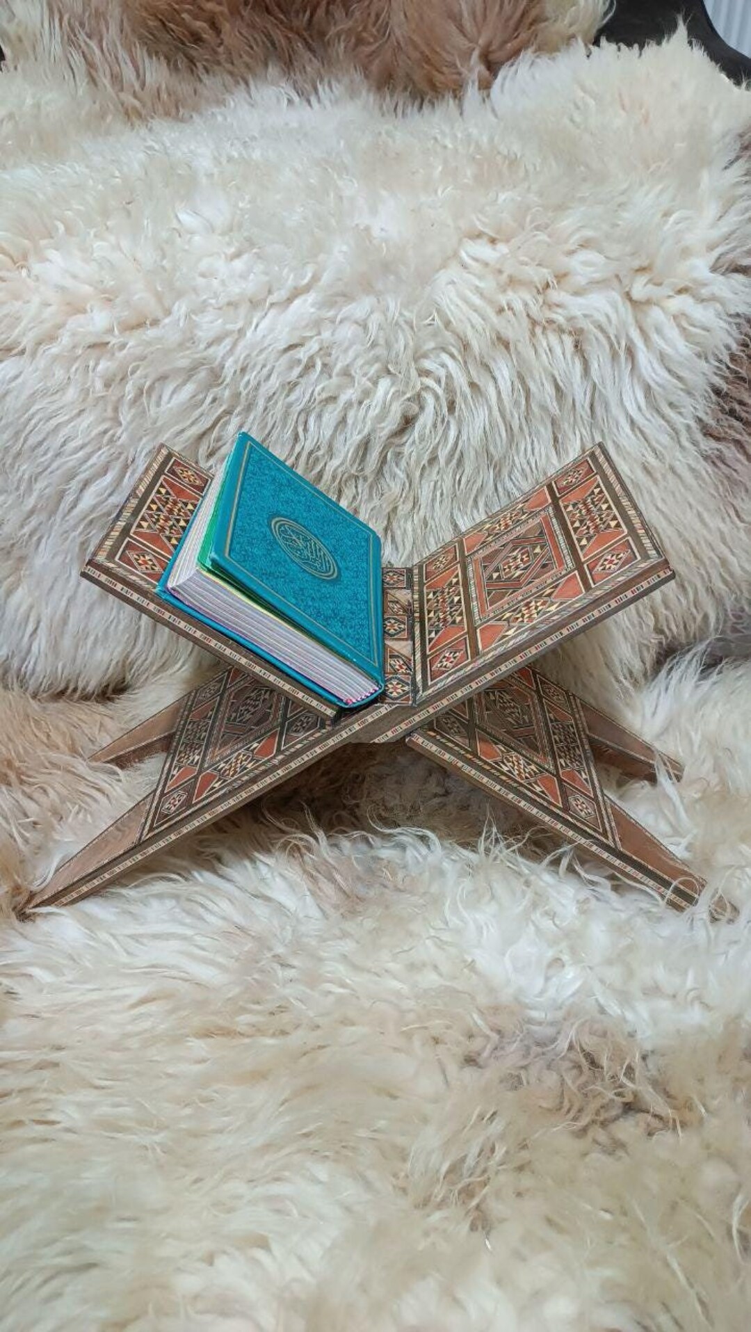 Handcrafted Wooden Quran Holder: Syrian Mosaic - Etsy