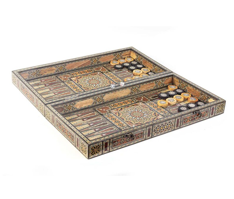Backgammon Board, Marquetry, Inlay With Mother of Pearl, Solid Wooden ...