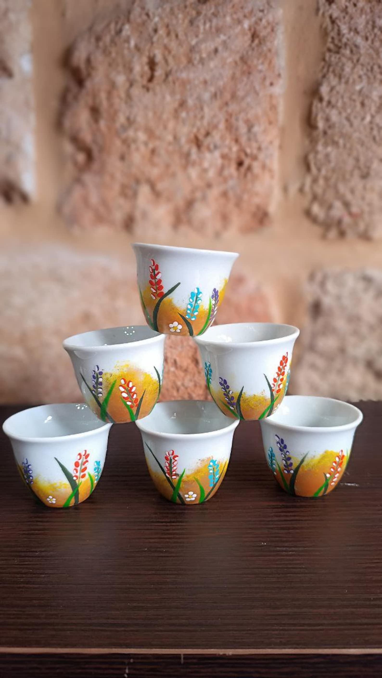 Handmade Lebanese Coffee Cups: Traditional Arabic Design, Set of 12 - Etsy