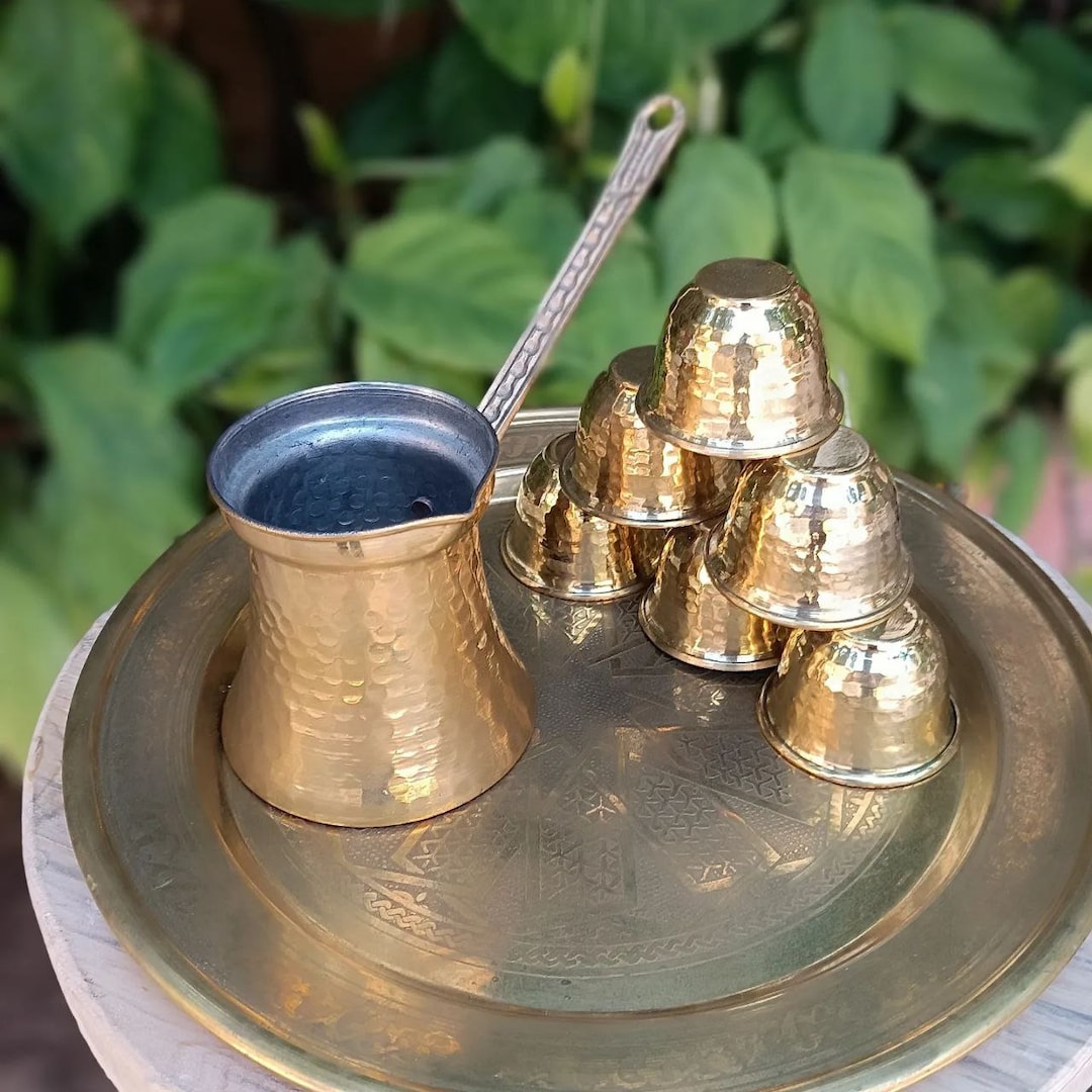 Handcrafted Copper Arabic Coffee Set: Syrian Artisan Design - Etsy