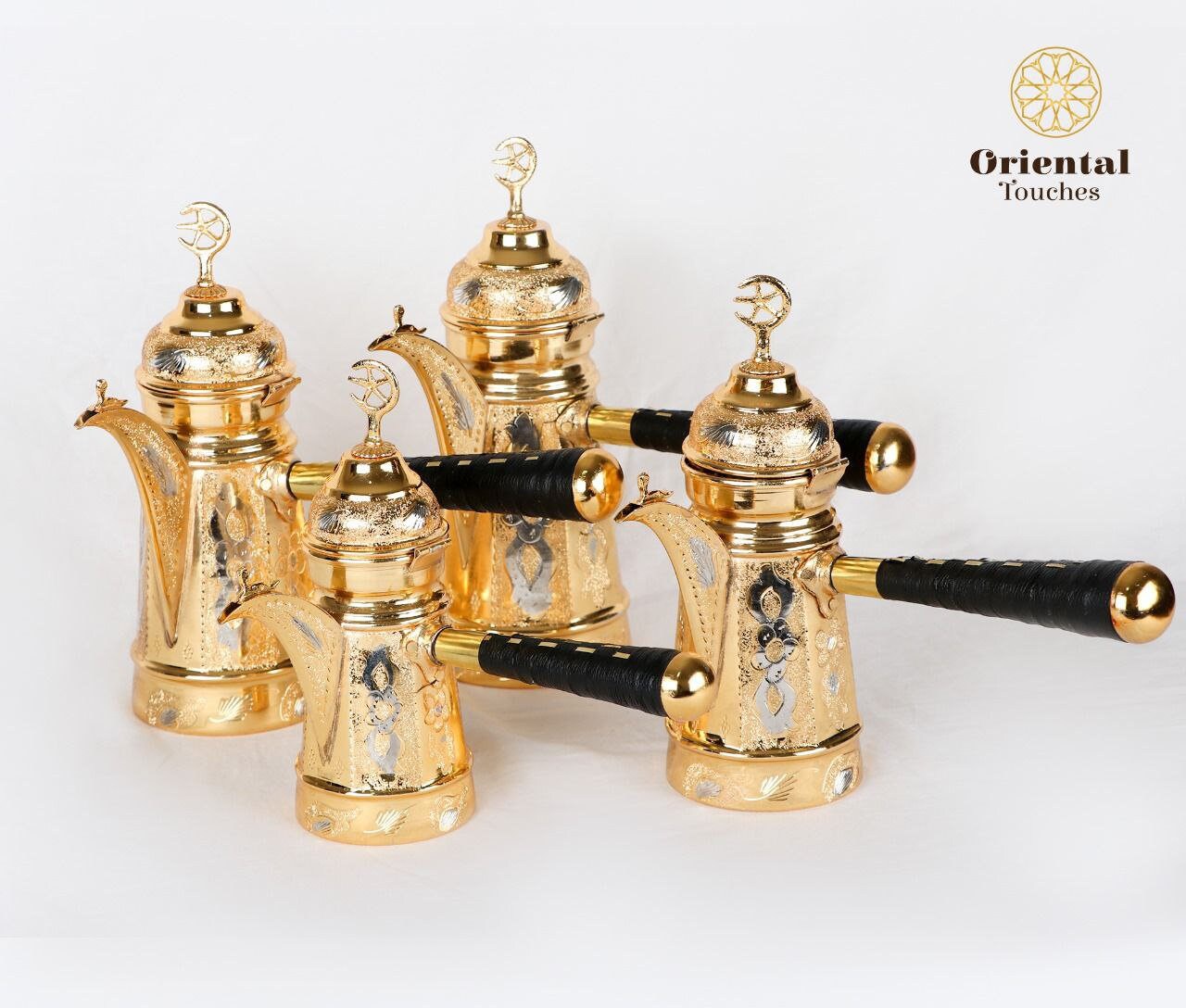 Vintage Brass Arabic Dallah Coffee Pot: Leather Handle, Syrian Art - Etsy