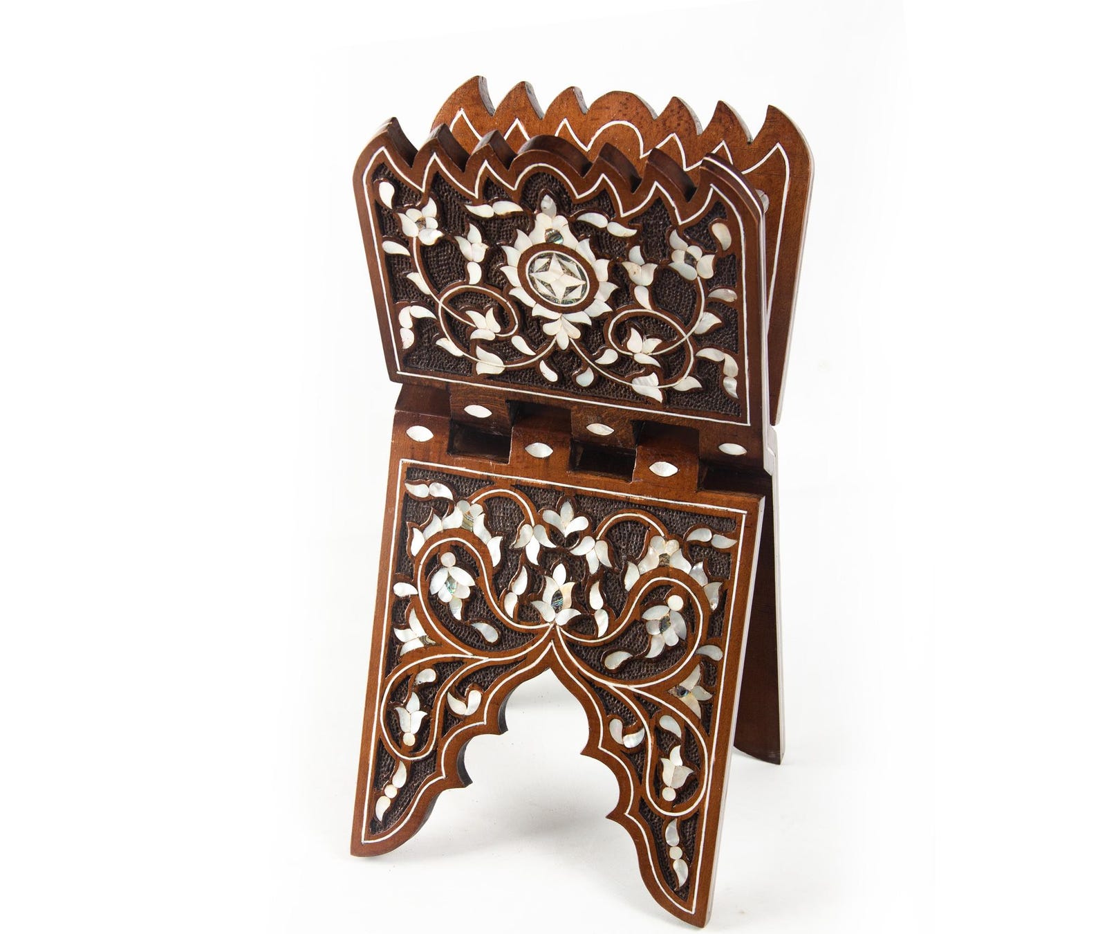 Handmade Wooden Quran Stand: Mother of Pearl Inlay, Islamic Art Decor ...