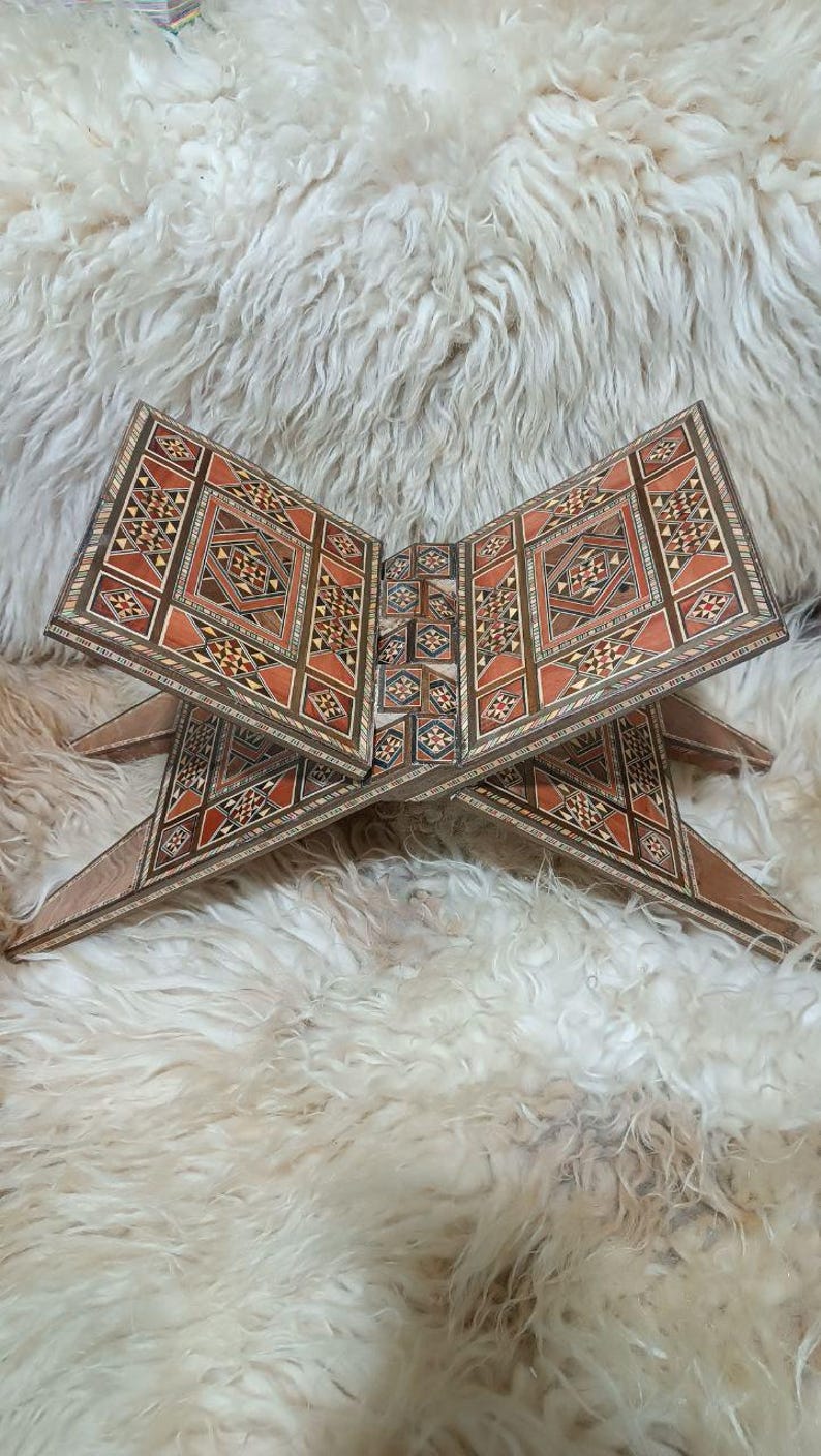 Handcrafted Wooden Quran Holder: Syrian Mosaic - Etsy