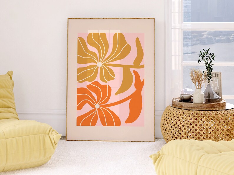 Abstract Matisse Flowers, Colourful Matisse Flower Market Print ...