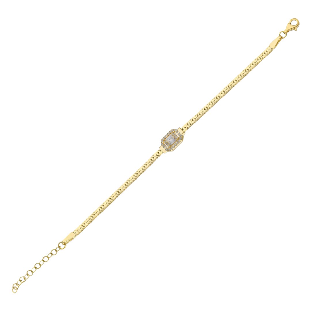 Baguette Herringbone Chain Bracelet,dainty Bracelet,silver Jewelry ...