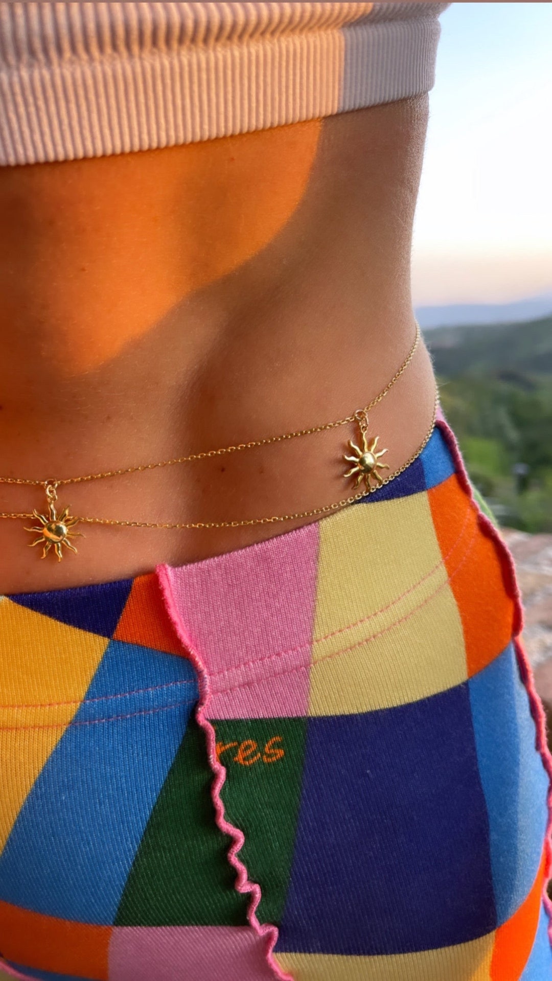 Dainty Sun Belly Chain, Sterling Silver Belly Chain, Gold Handmade ...