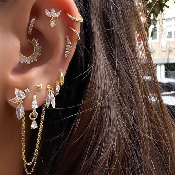 Crystal Chain Earrings - Etsy