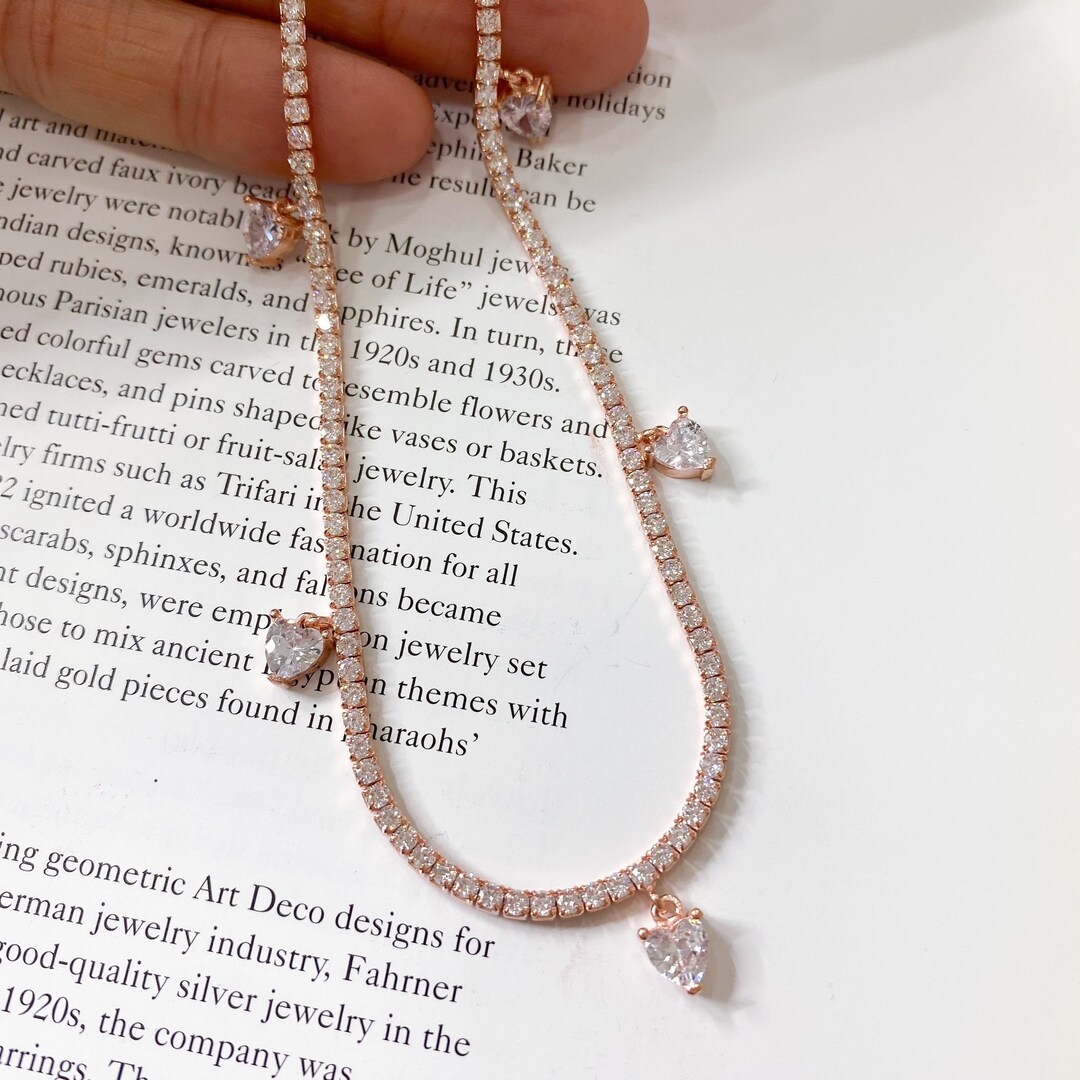 Heart Tennis,pendant Tennis Chain Necklace, Cz Tennis Link Chain ...