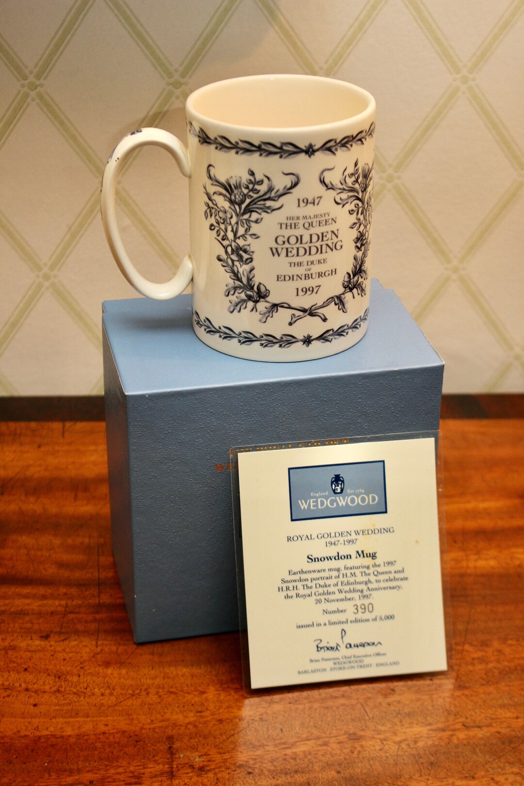 Queen Elizabeth II Wedgwood Golden Wedding Mug, Ltd Edition No 390/5000 ...