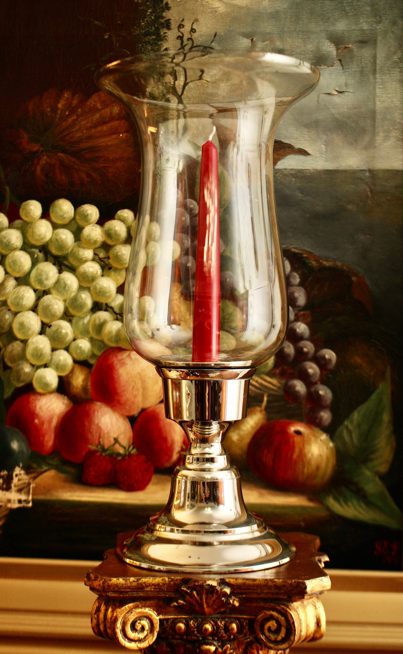 A Large and Stately Glass Storm Candle Lantern, 14" - Etsy