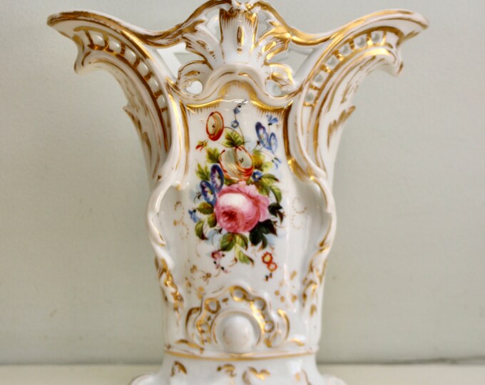 A Delightful Hand Painted C19th Rococo Influence Vase, Floral Sprays ...