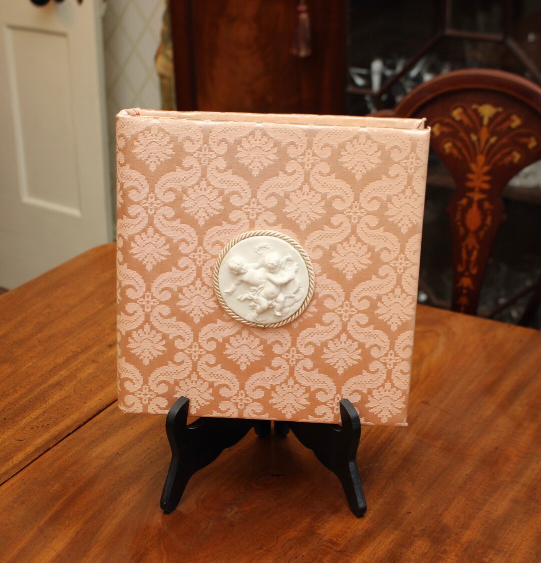 A Vintage Pink Silk Damask Italian Photo Album With Cherub Cartouche ...