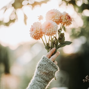 Hand Warmers Meadow Flower Women Kids English Knitting Pattern - Etsy