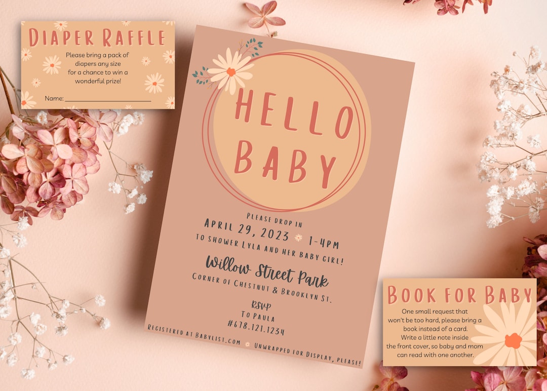 EDITABLE Baby Shower Bundle, Invitation, Baby Girl, Diaper Raffle, Book ...