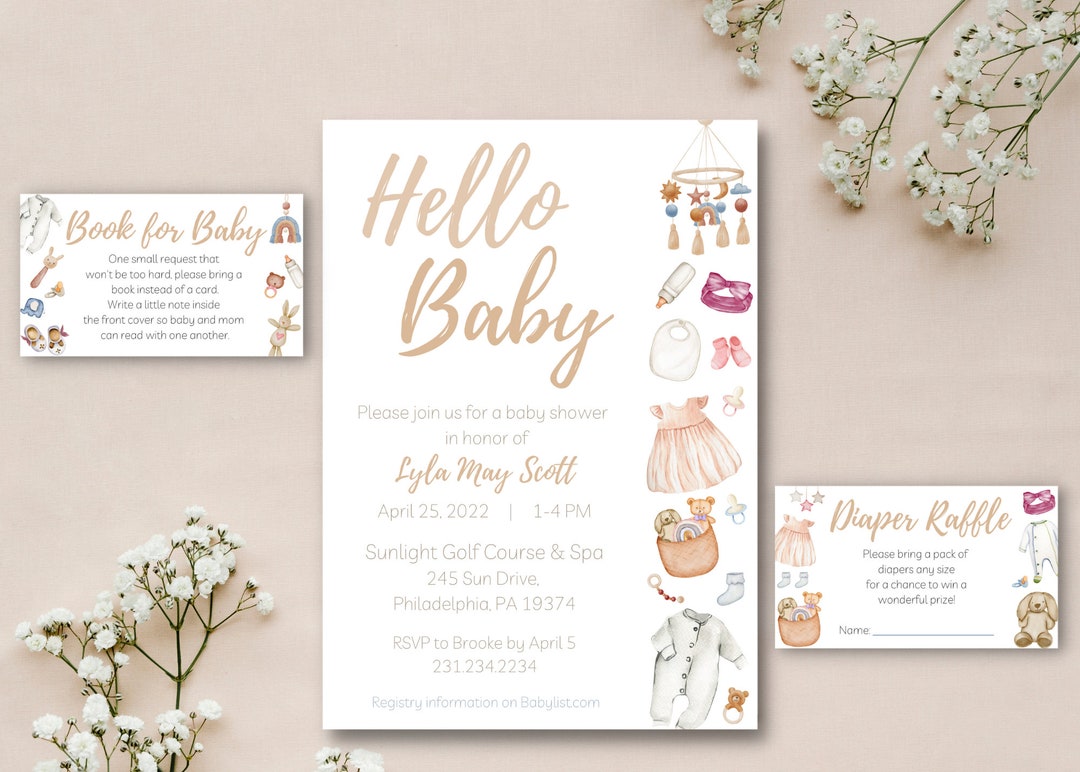Baby Shower BUNDLE, Baby Shower Invitation, Book for Baby, Diaper ...