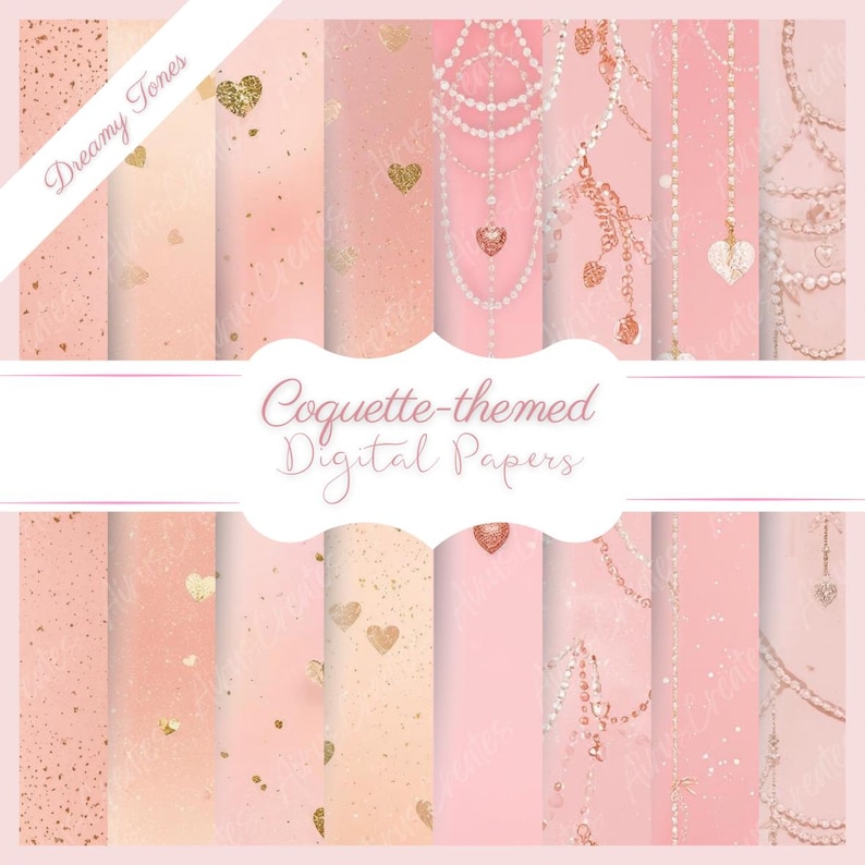 200+ Coquette Aesthetic Digital Paper Bundle | Feminine Pastel ...
