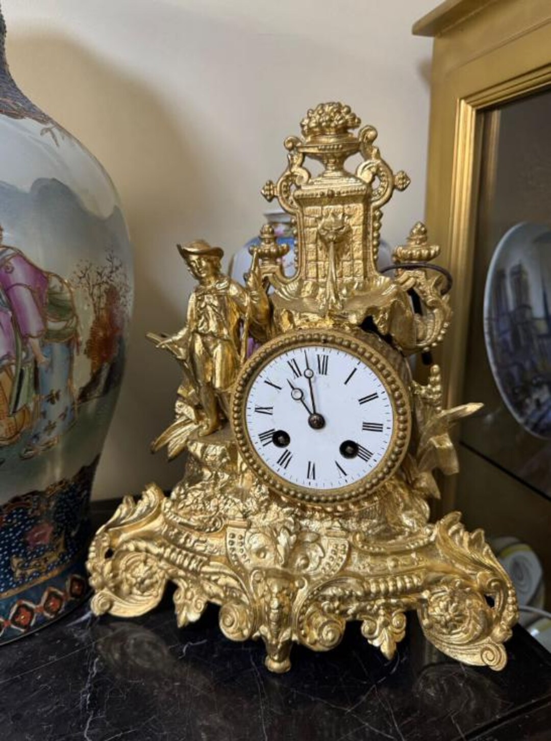 Antique Mantel Clock Double-broken Gold Leaf , Winding Watch - Etsy