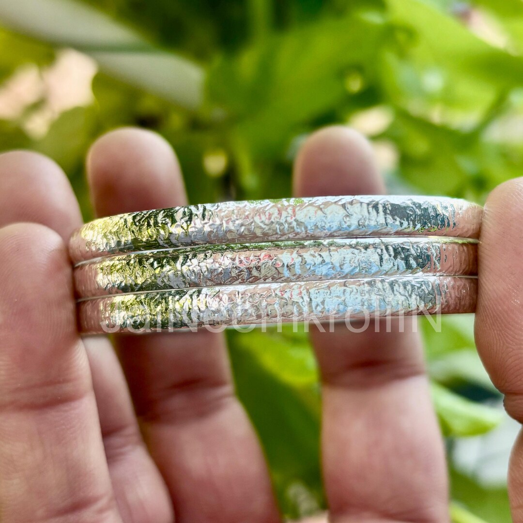 Hammered Sterling Silver Stacking Bangles - Set of 3 Boho Bangles - Etsy