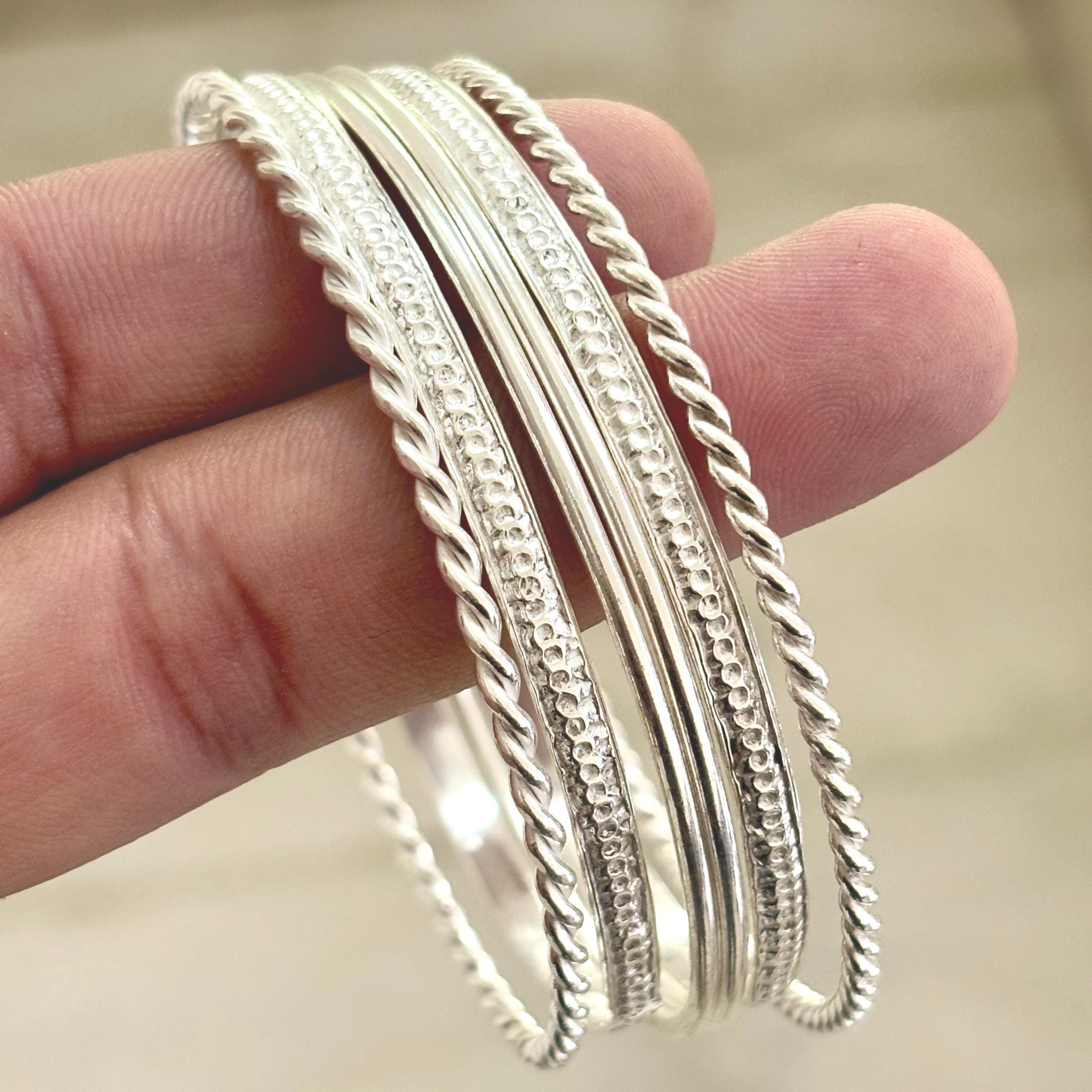 Handcrafted Sterling Silver Bangle Set – Bohemian Stacking Bangles - Etsy