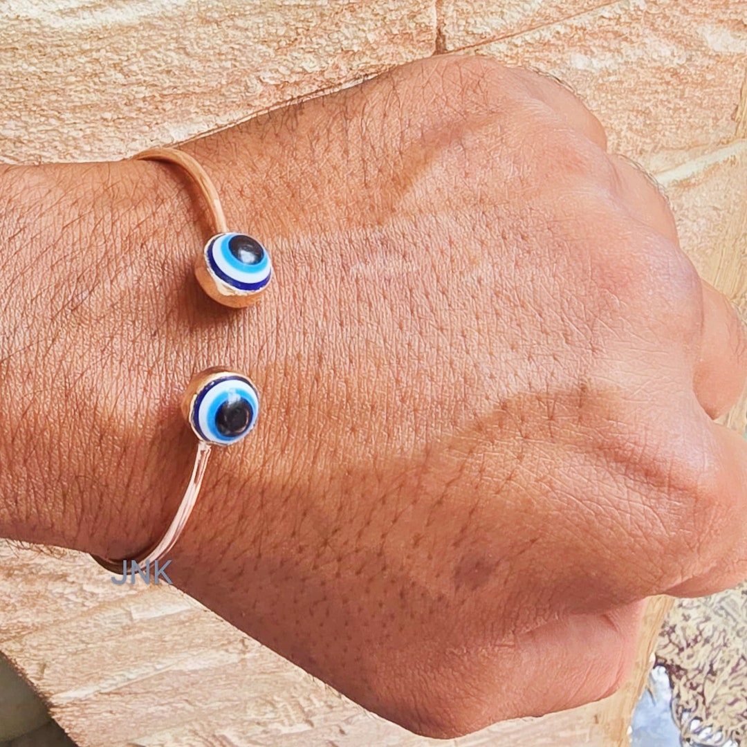 Evil Eye Copper Bangle Bracelet: Adjustable Open Cuff - Etsy