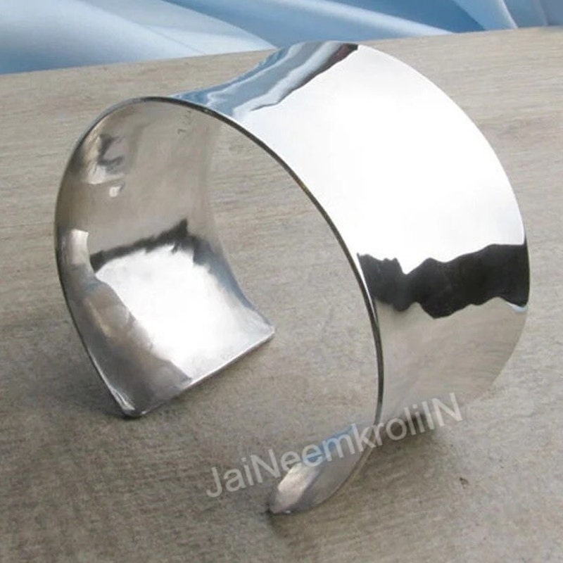 Wide Silver Bangle - Etsy