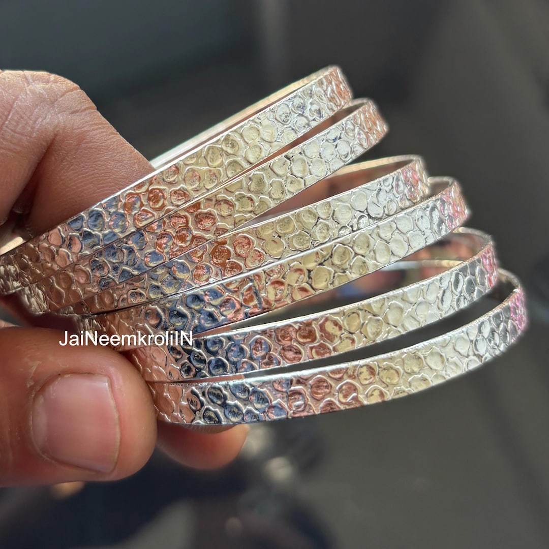 Handcrafted Silver Bangle Set of 6: Unisex Trendy Bangles - Etsy
