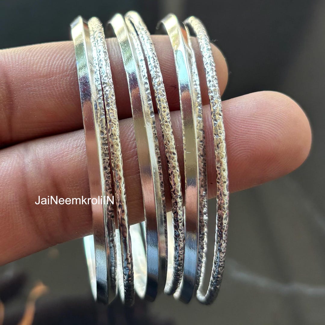 Hammered Sterling Silver Stacking Bangles - Semanario Style - Etsy