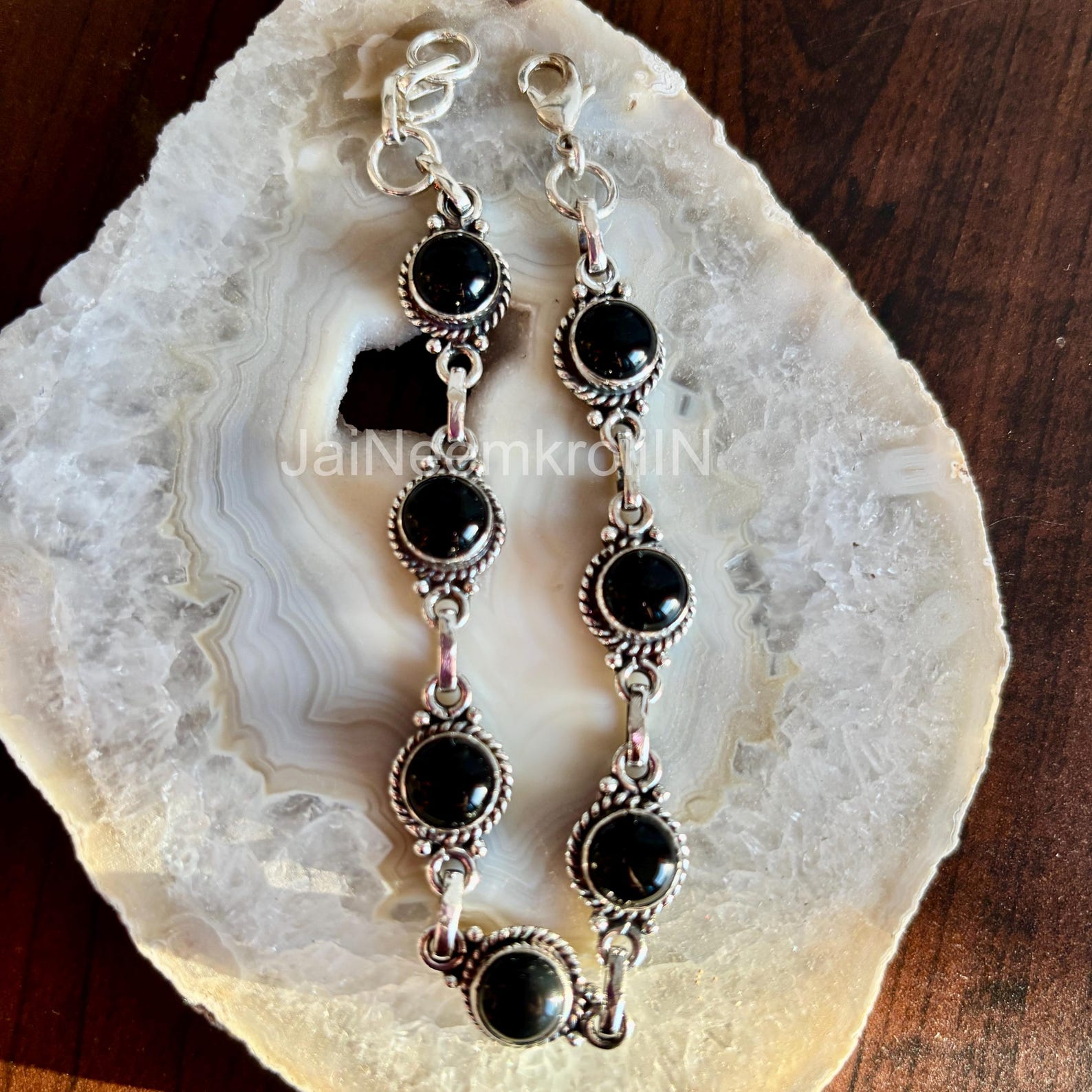 Black Onyx Gemstone Bracelet: Handcrafted Silver Boho Jewelry - Etsy