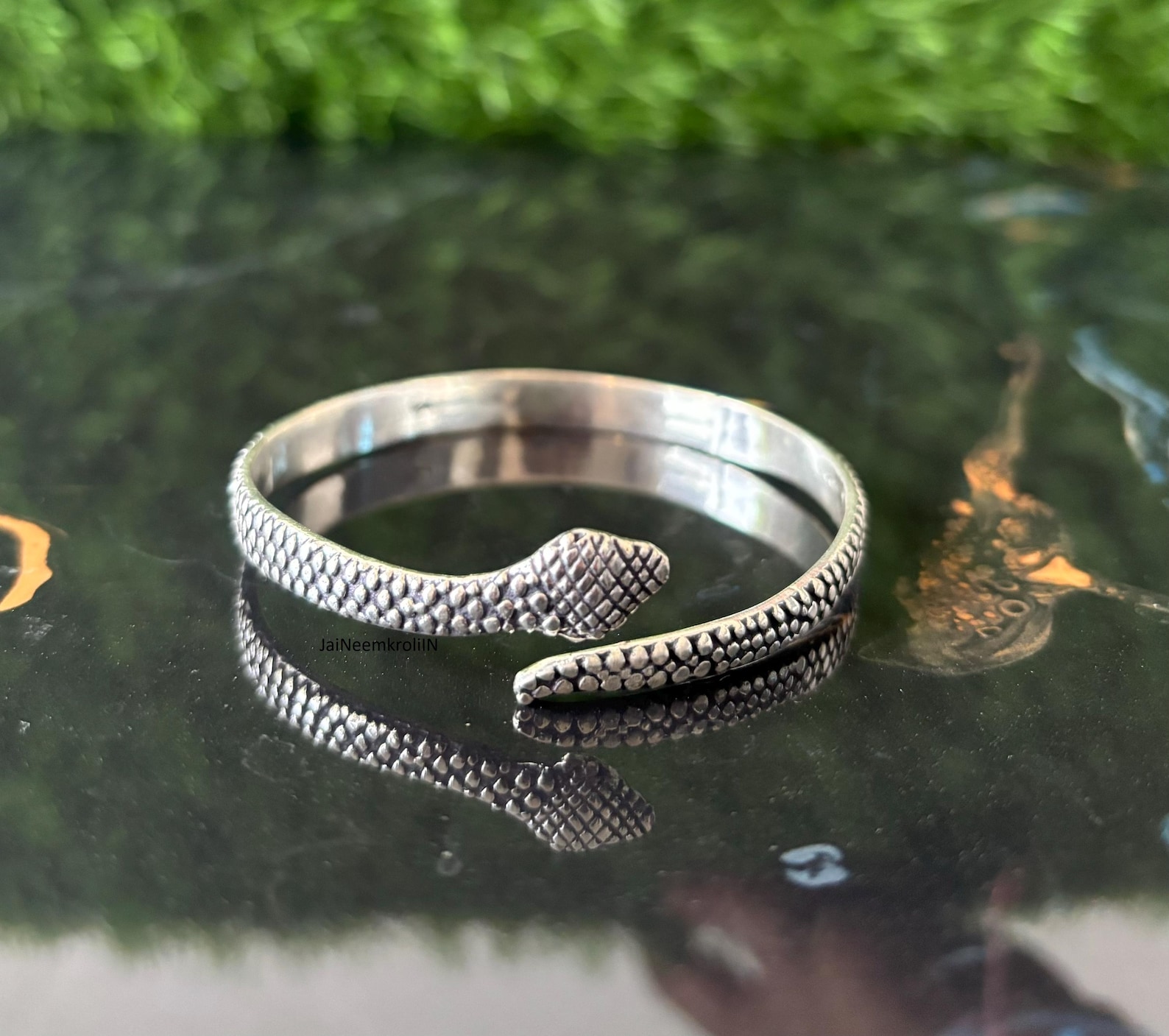 Sterling Silver Snake Bangle: Adjustable Animal Cuff, Boho Hippie Style ...