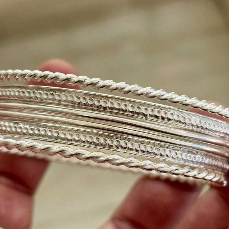 Handcrafted Sterling Silver Bangle Set – Bohemian Stacking Bangles - Etsy